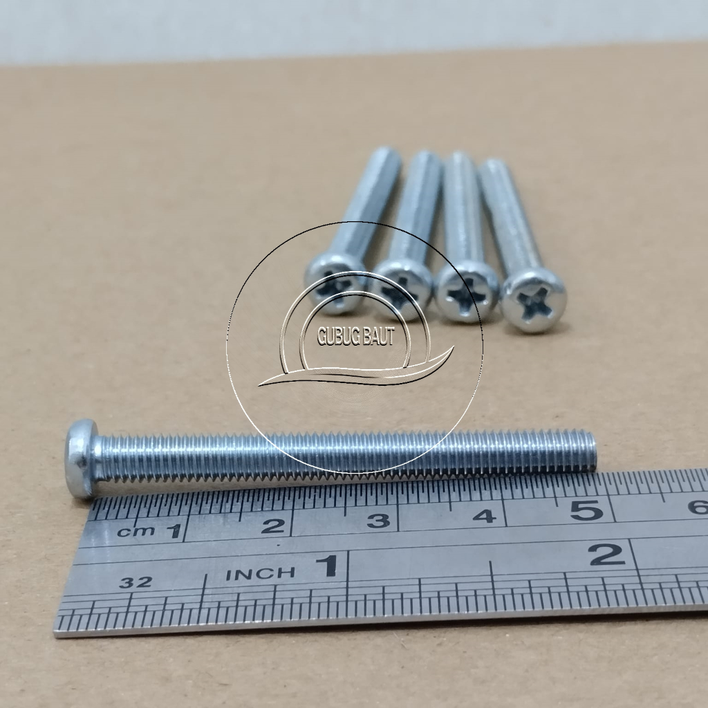 PUTIH Bolt JP M5 X 50 PAN HEAD Screw M5X50 Length 5CM 5CM 5X50 5x50mm ...
