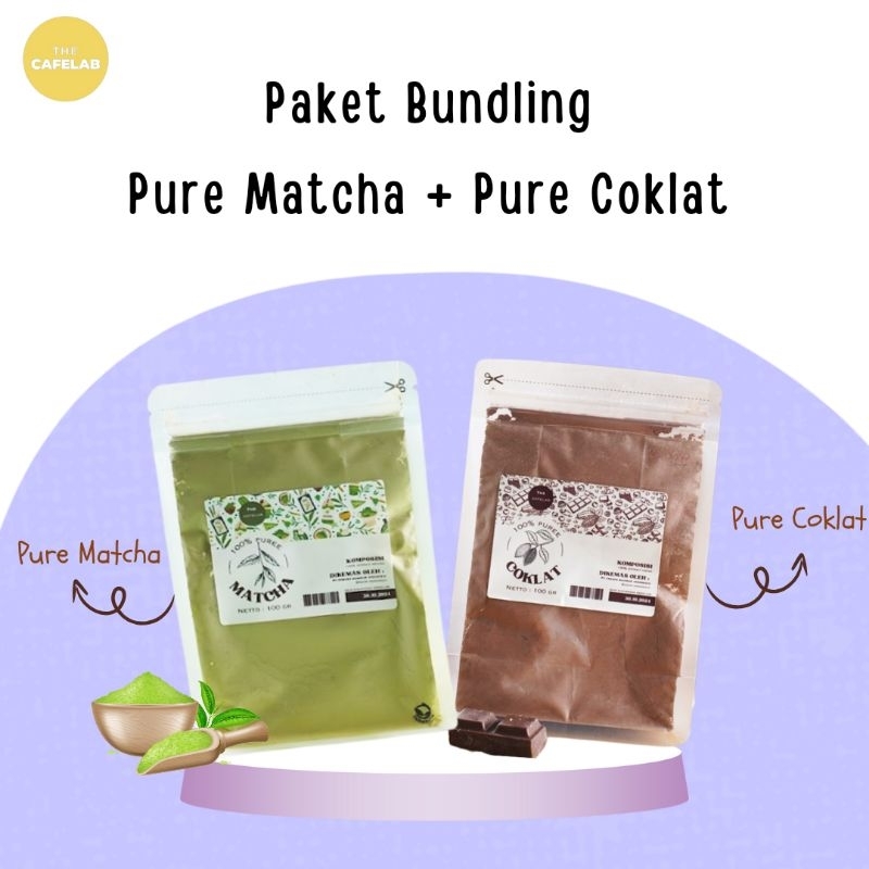 Bundling Pure Matcha Flavored Drink Powder + Pure Chocolate 100gr ...