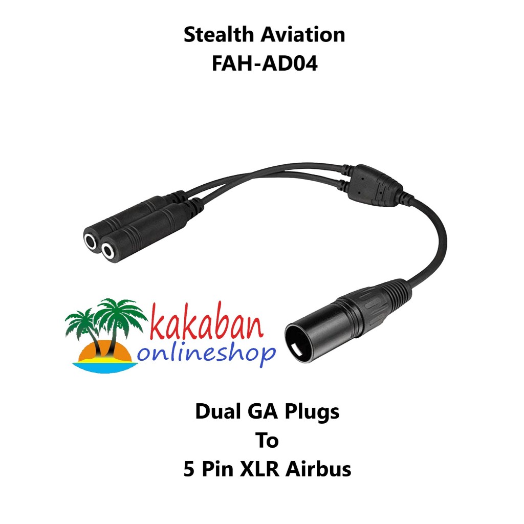 Stealth Aviation Headset Adapter - Dual GA Plugs to 5 Pin XLR Airbus ...