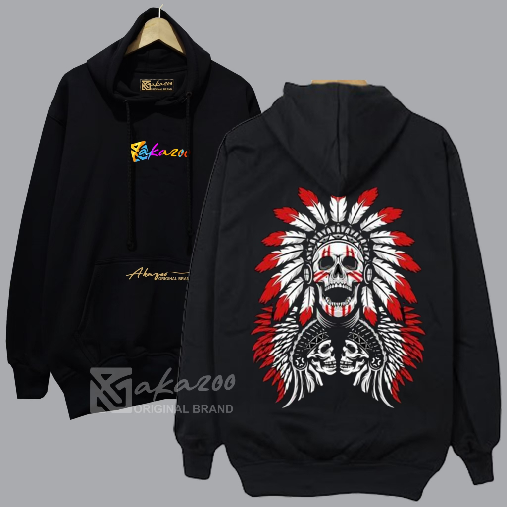 PUTIH MERAH Men's HOODIE DISTRO AKAZOO image front back ENGKORAK DAYAK ...