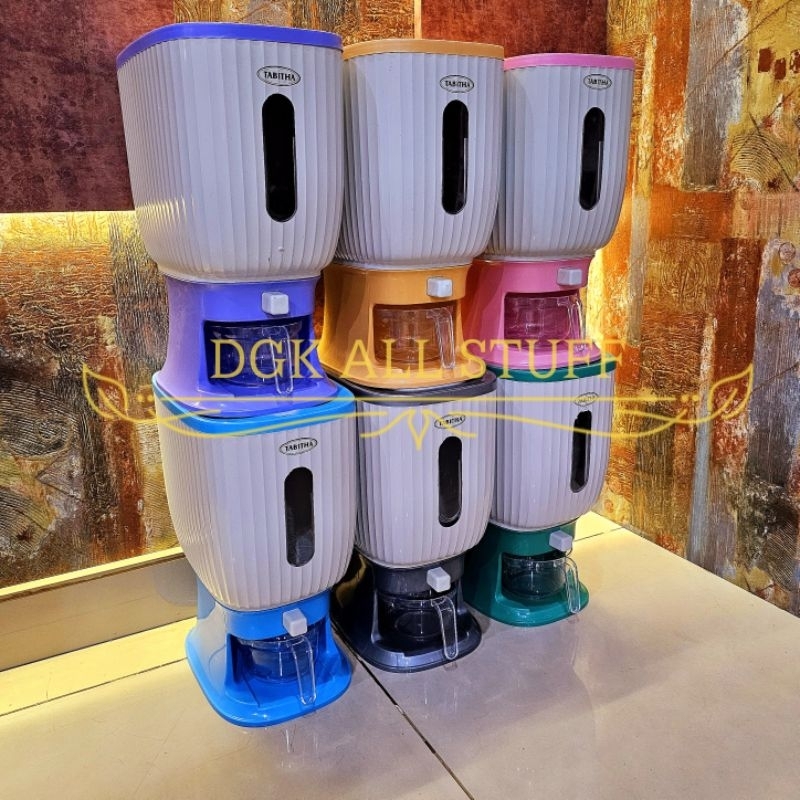 UNGU HIJAU Rice Dispenser Rice Storage Container Automatic Rice Bucket 10KG 10 KG 10 Kilogram 10 ...
