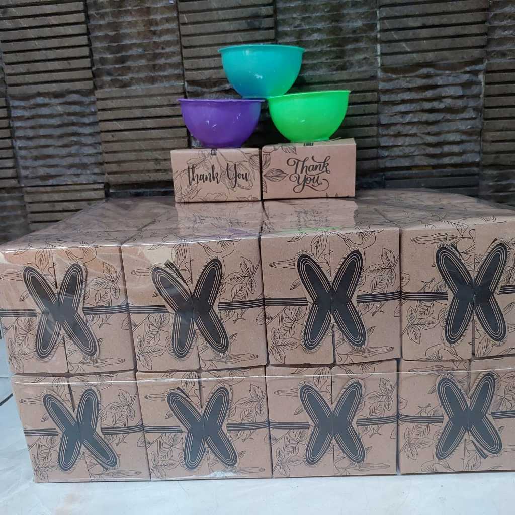 (100Pcs) Wedding Souvenirs Round Bowl Sambal Color Packed With A Box Of ...