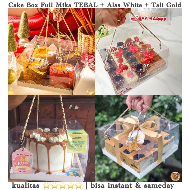 Thick Sturdy Full Mica Mica hampers box + Gold Rope + High Quality cake ...