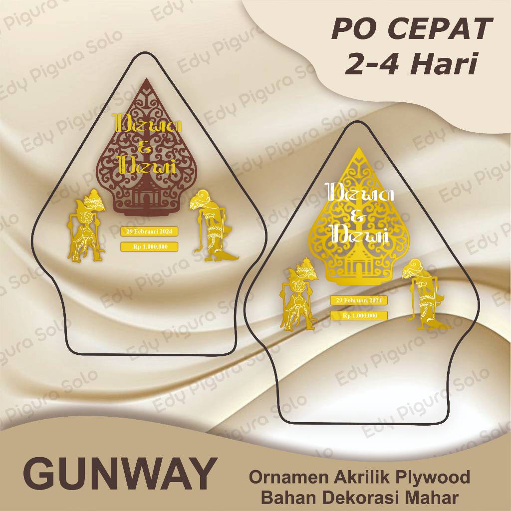 1 Set of Gunungan Wayang plywood acrylic gold (MUST READ DESCRIPTION ...