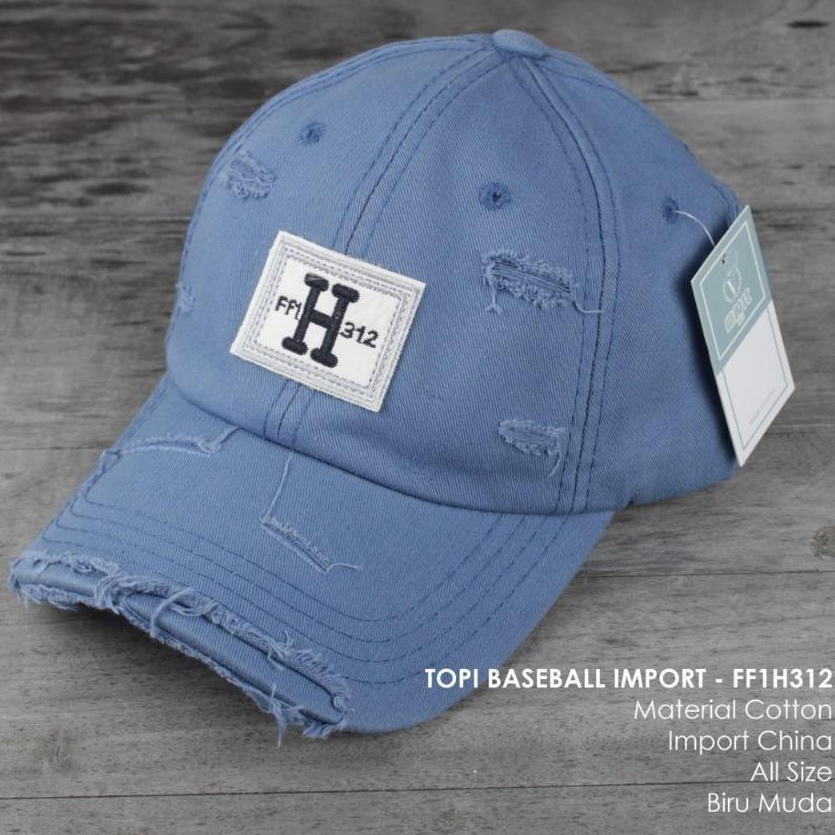 Imported Baseball Cap with H Emblem Logo / Unisex Hat, Ripped Model ...