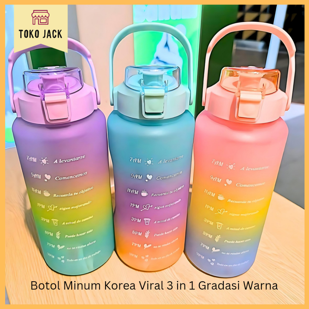 Drink Bottle Children 3IN1 Gradation Rainbow VIRAL 3IN1 2L+1L+300ML ...