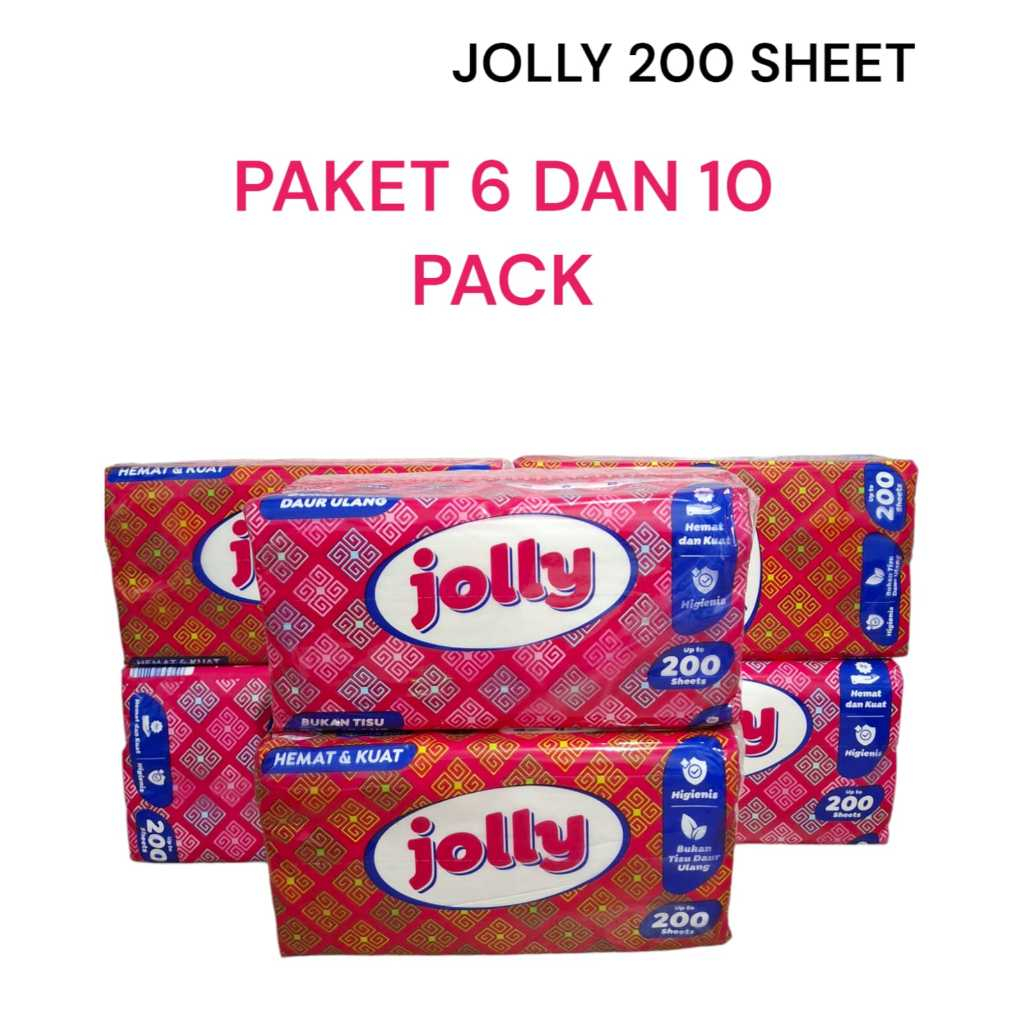 Jolly TISSUE Contents 6 And 10 Packs 200 SHEETS 2 PLY FACIAL TISSUE ...