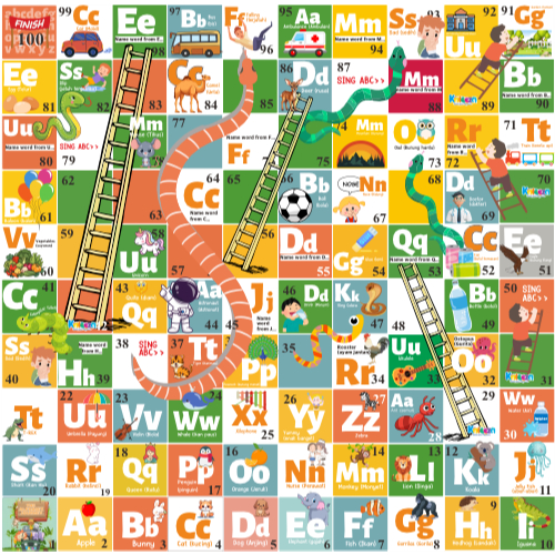 Snakes and Ladders Jumbo Sensory Path Education Learning Alphabet 100 ...