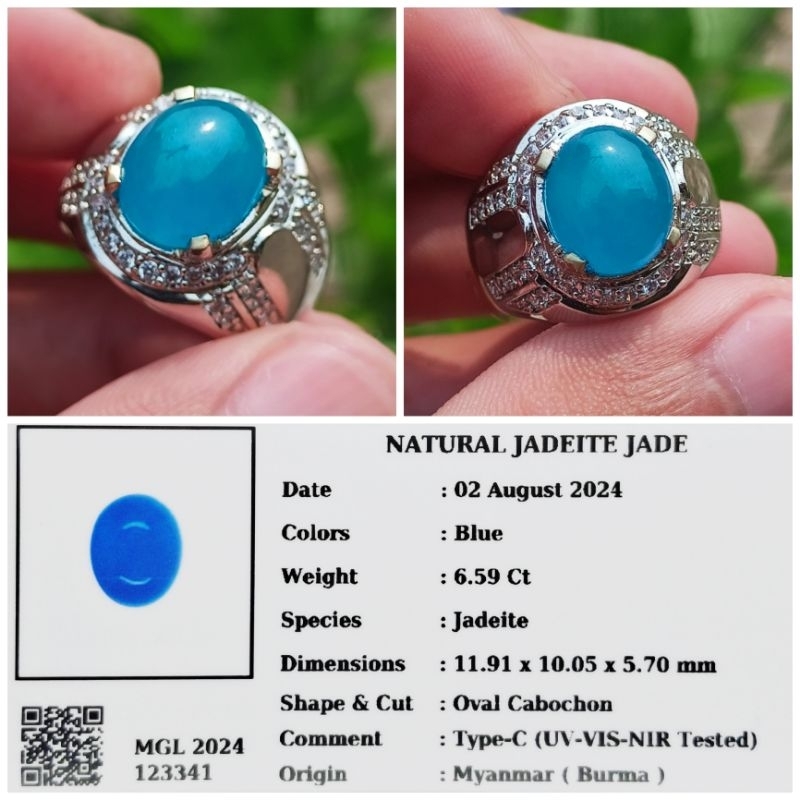 Burmese Jade Natural Stone Ring Blue Jadeite Jade Type C | Shopee Malaysia