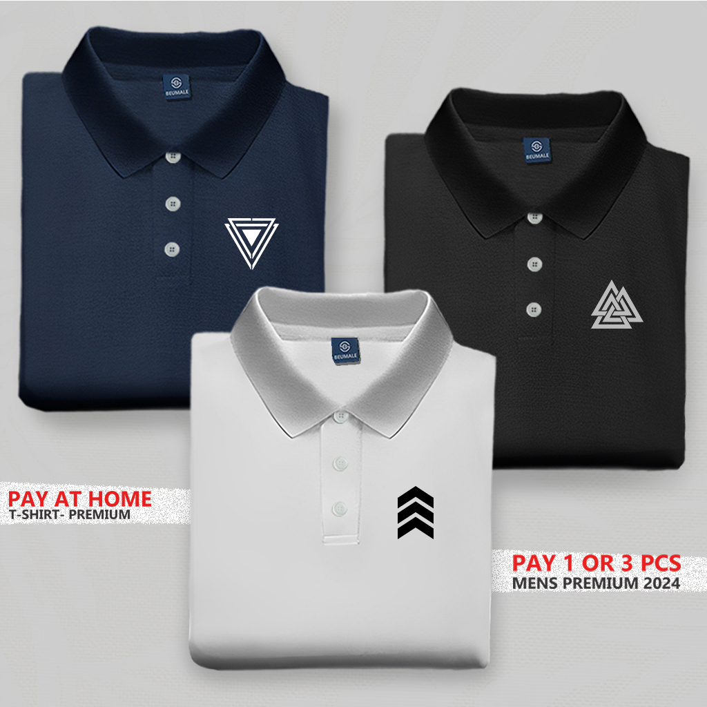( Beumale ) BUY 1 OR 3 PCS - Plain Collar | Polo | Stripp | Triangle ...