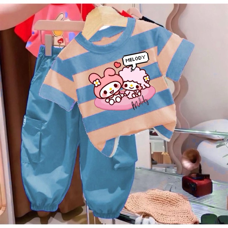 Melody motif t-shirt and trousers set for girls, ages 1-5 years ...