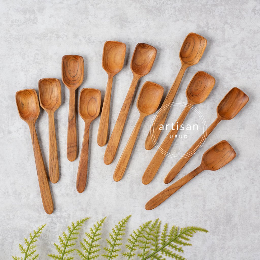 Athalia - Wooden Tea Spoon / Teak Wood Cake Spoon, Food Grade Natural ...