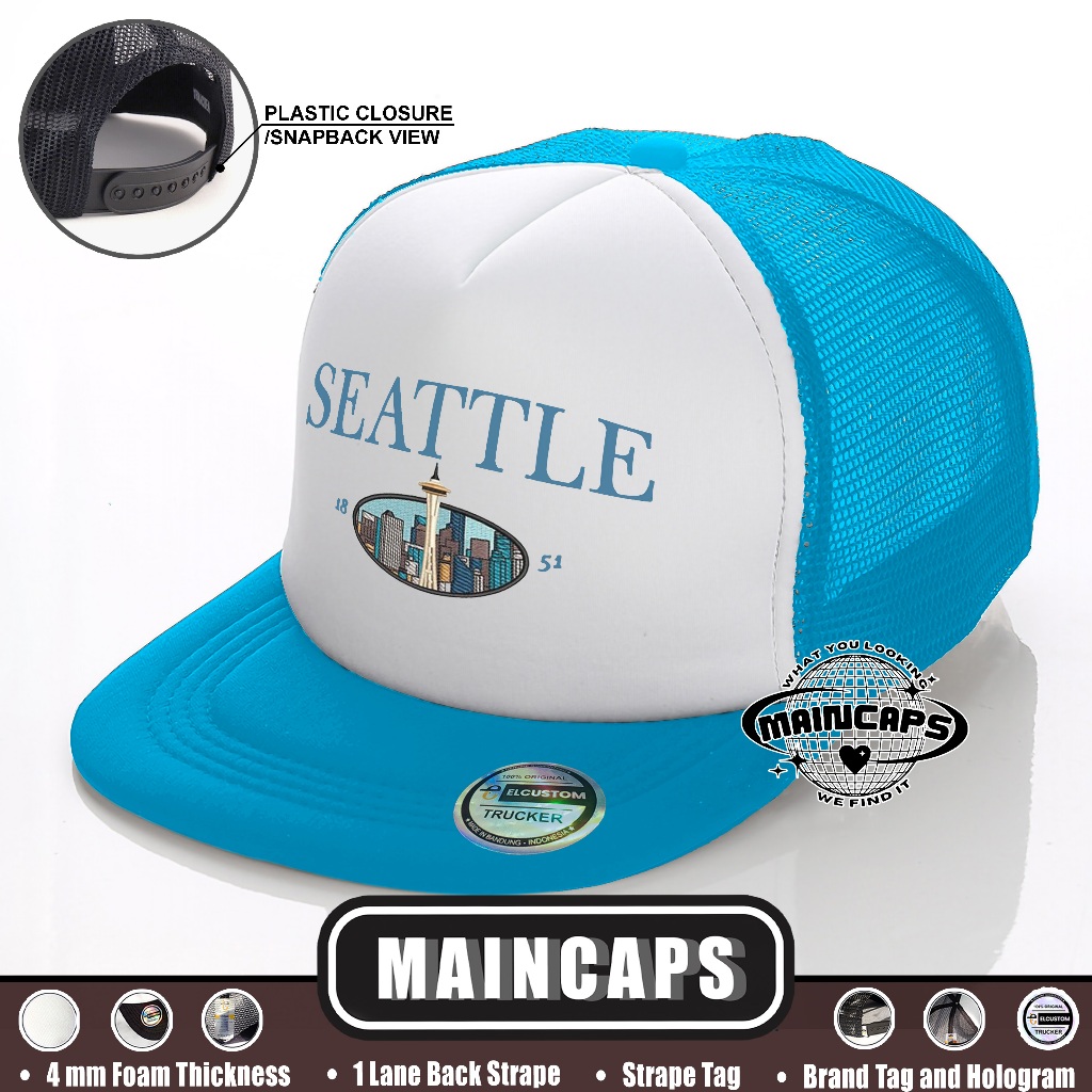 Maincaps - SEATTLE snapback hat/Custom/Own Design/Trucker hat/unisex ...