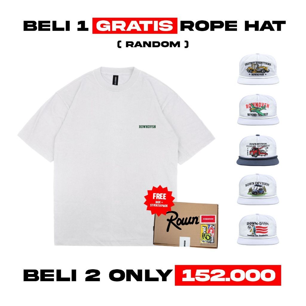 [Free Rope HAT+BOX+STICKER PACK] Rown Division Official Oversize T ...