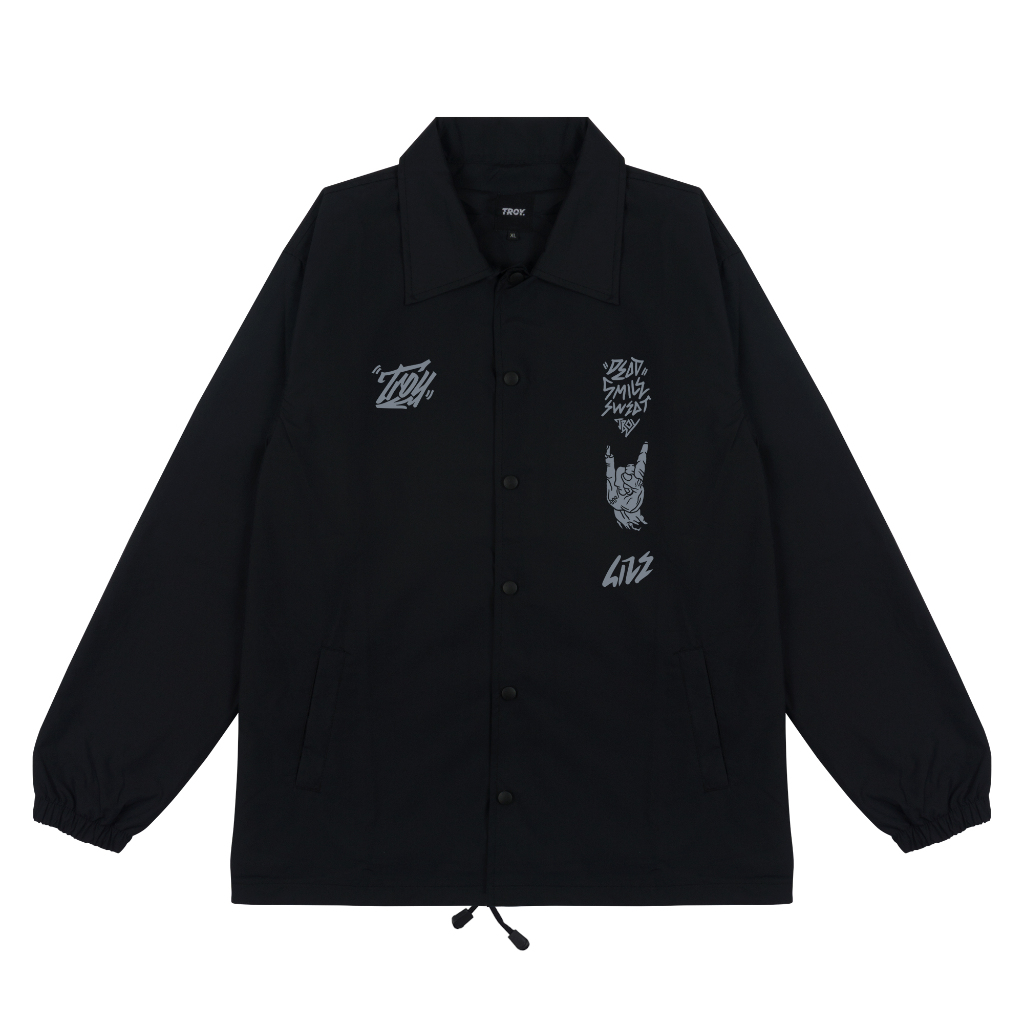 HITAM Troy Company Coach Jacket Black Heavy Metal Icon - Windbreaker ...