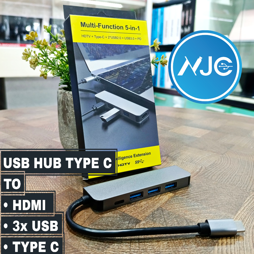 Usb HUB TYPE C 5 IN 1 (HDMI + USB + TYPE C) | Shopee Malaysia