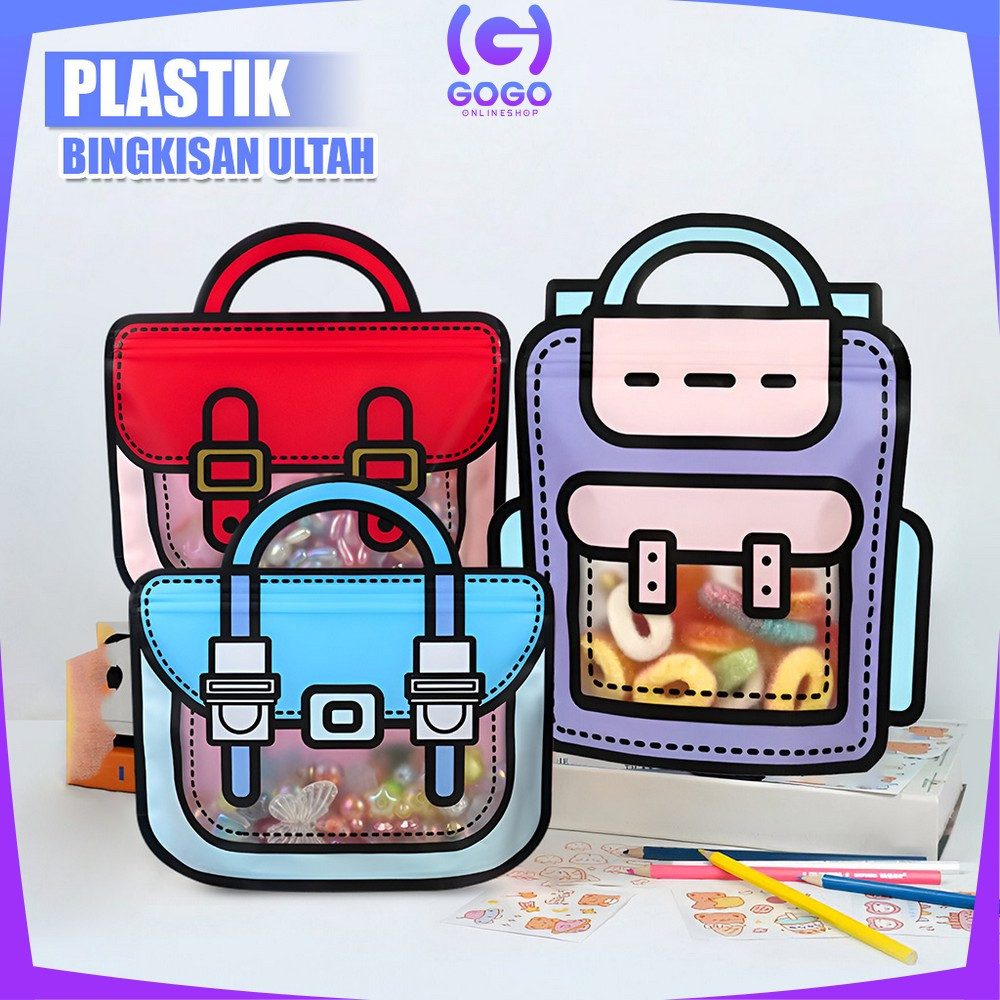 GOGO-C1094 Plastic Ziplock Gift Motif Backpack / Goodie Bag Birthday 3D ...