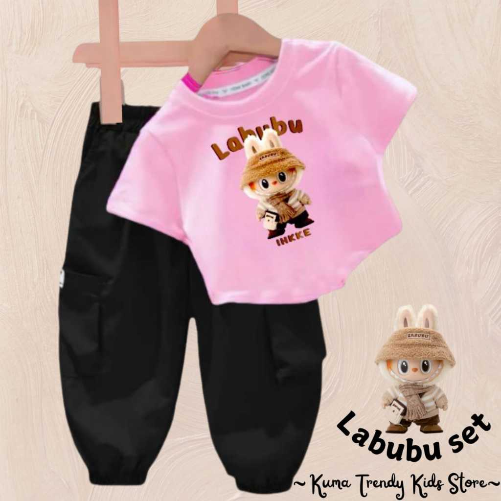 LABUBU KIDS- VIRAL CHILDREN'S SET LABUBU CARGO JOGGER AGE 1-12 ...