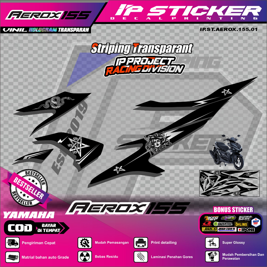 AEROX 155 OLD STRIPING STICKERS - YAMAHA AEROX 155 OLD MOTORCYCLE ...