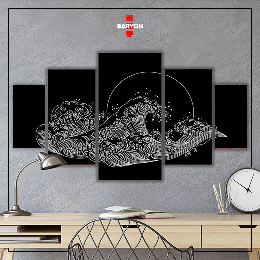 HIASAN DINDING KAYU Baron Wall Decor JAPAN WAVES 1 Set 5pcs Anime ...
