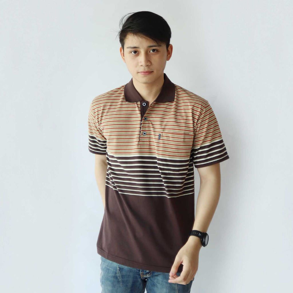 Afada - Distro Men's Collar T-Shirt with Pocket Stripe Motif | Short ...