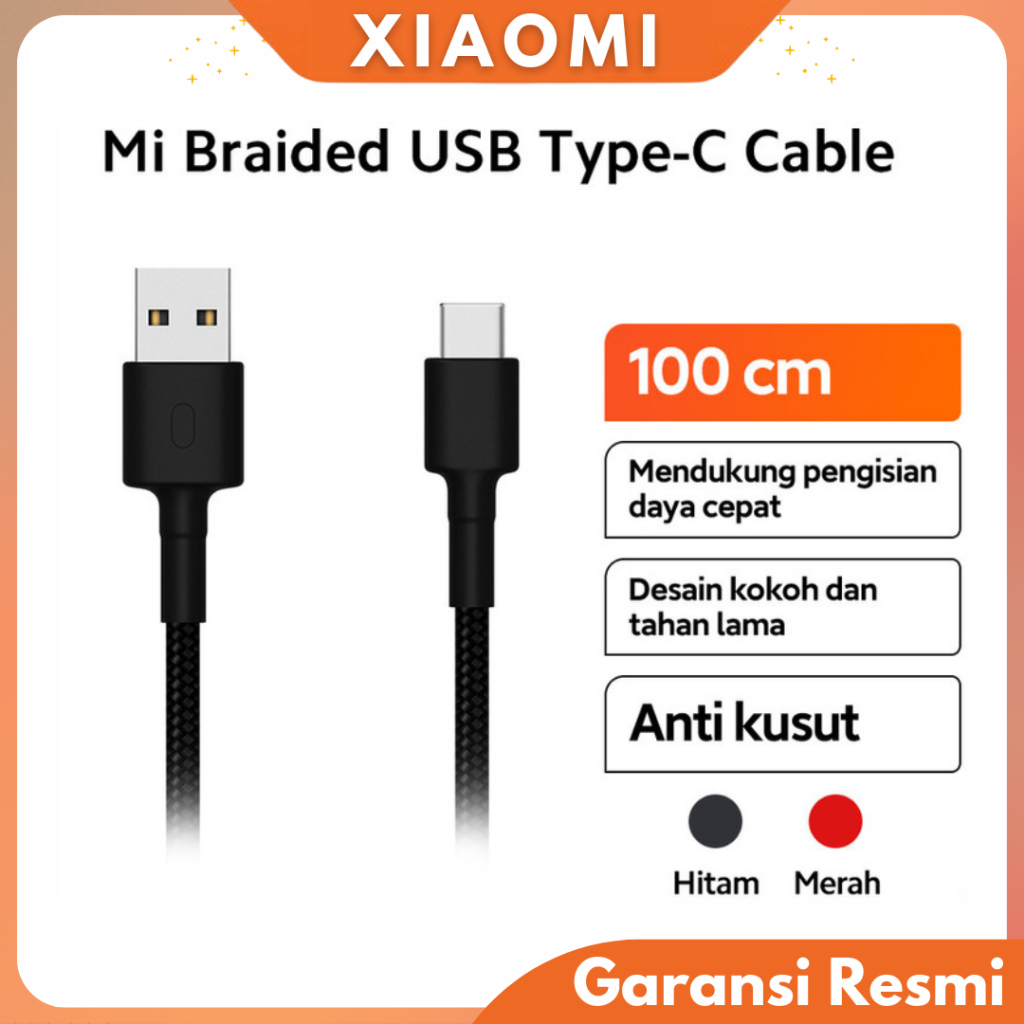 Xiaomi MI DATA CABLE TYPE C PORT USB BRAIDED ANDROID ORIGINAL PRODUCT ...