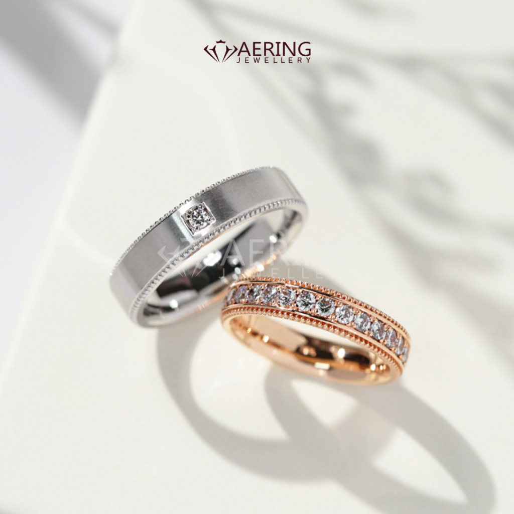 925 Silver Couple Engagement Ring Wedding Proposal Palladium Platinum ...