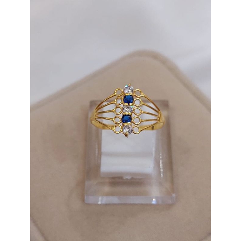 PUTIH Blue And White Train Ring 1 gram | Shopee Malaysia