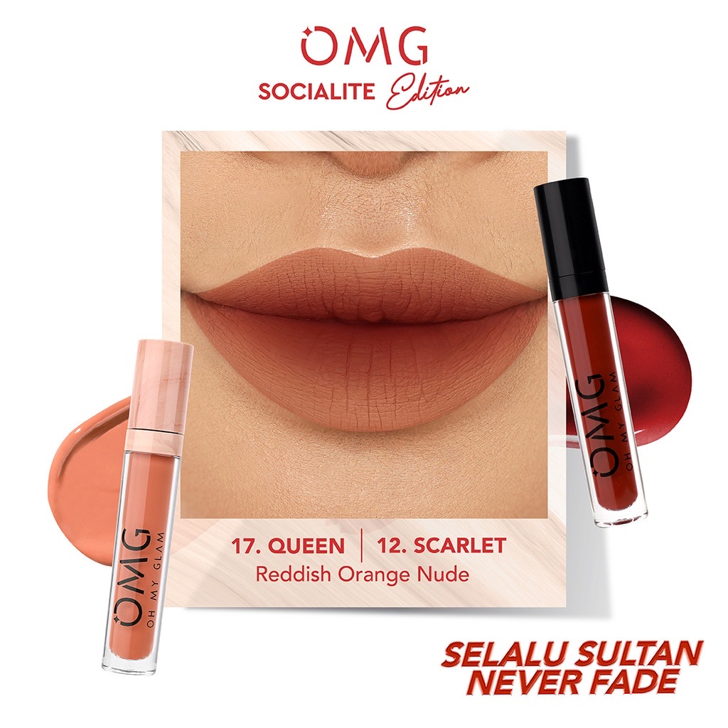 OMG Oh My Glam Matte Kiss Lip Cream 17 Queen + 12 Scarlett Ombre ...