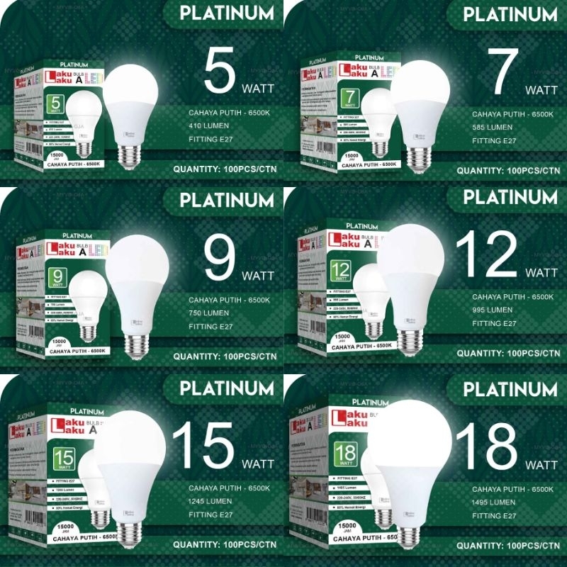 Platinum Laku-Laku Lamp 5w 7w 9w 12w 15w 18w Bulb - Led Laku A Bulb | Shopee Malaysia