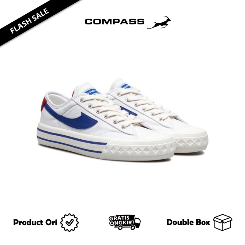 [ORIGINAL New] COMPASS RETOGRADE LOW WHITE BLUE SHOES | Shopee Malaysia