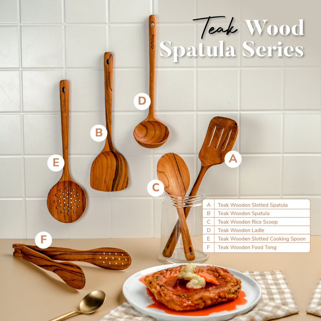 PERALATAN KAYU Teak Wood Spatula Teak Wood Cookware Wooden Aesthetic ...