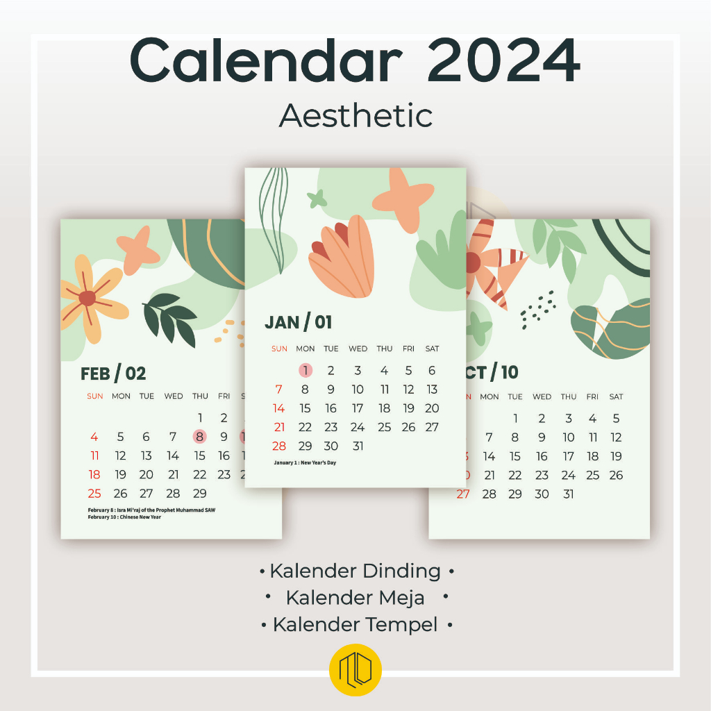 2024 Aesthetic Wall Calendar/2024 Aesthetic Desk Calendar/2024 ...