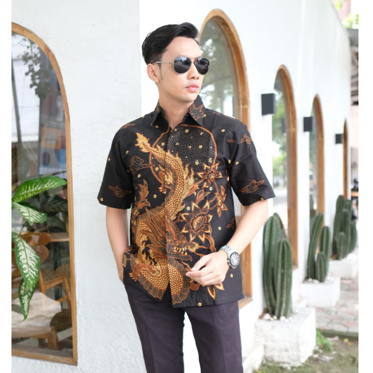 KEMEJA Naga MAS Men's BATIK Shirt Short Sleeve/SOLO BATIK Shirt With ...