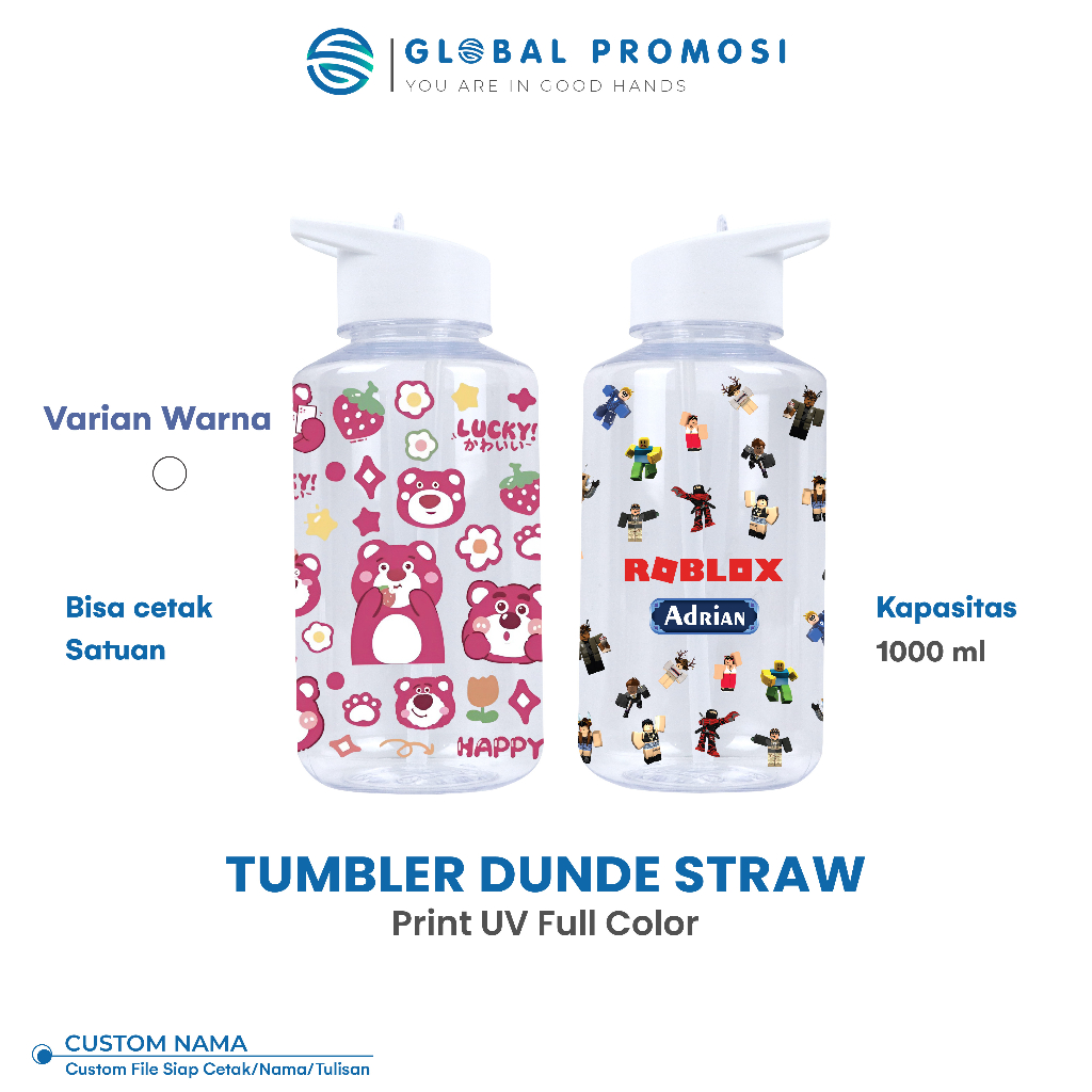 Print Dundee Straw Tumbler Drinking Bottle 1 Liter Plastic Straw Print ...