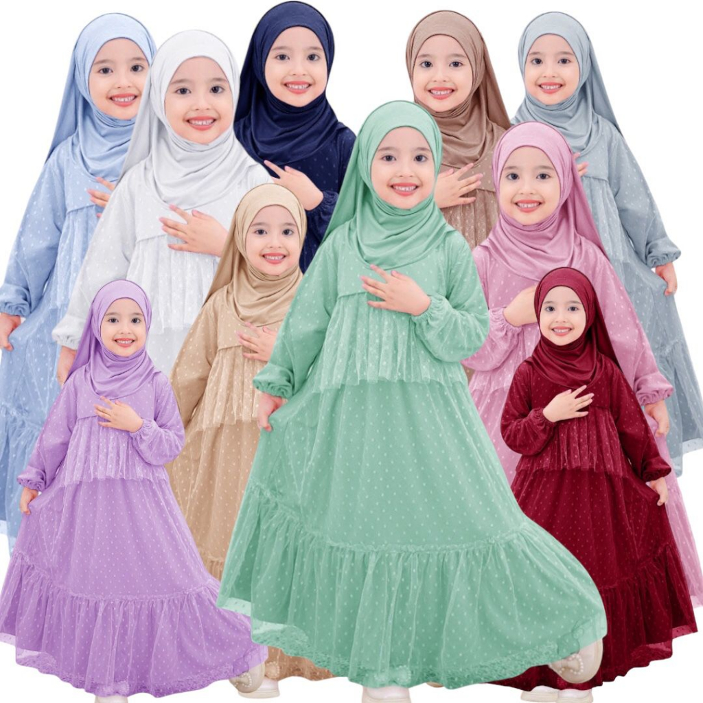 PUTIH Gamis For Girls Gelis 3-11 Years/gamis For Children/muslim ...