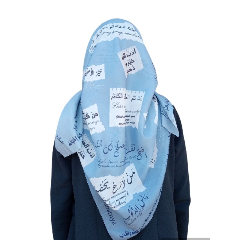 Hijab Arabic Writing Kalam Hikmah Arabic Blue Color Material Sahara ...