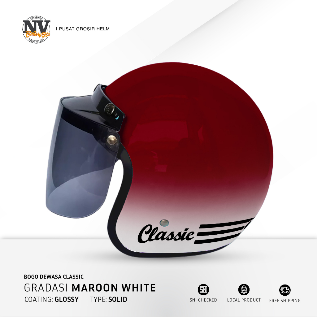 Bogo CLASSIC RETRO VINTAGE HALF FACE Helmet Men Women HIJAB Adult ...