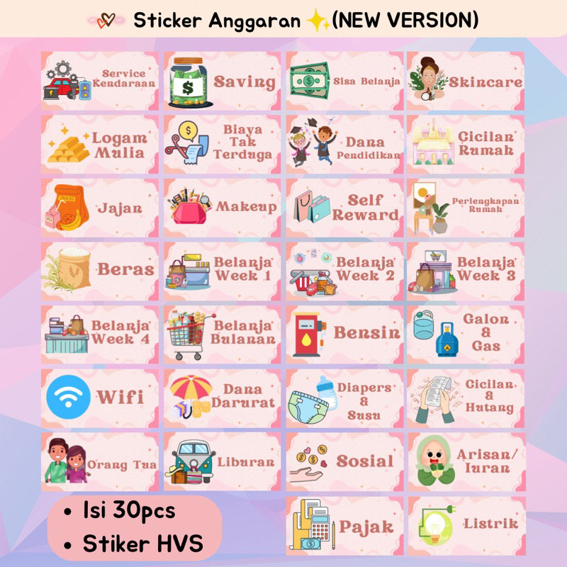 Budget Stickers contains 27pcs (Hins Stickers) | Shopee Malaysia