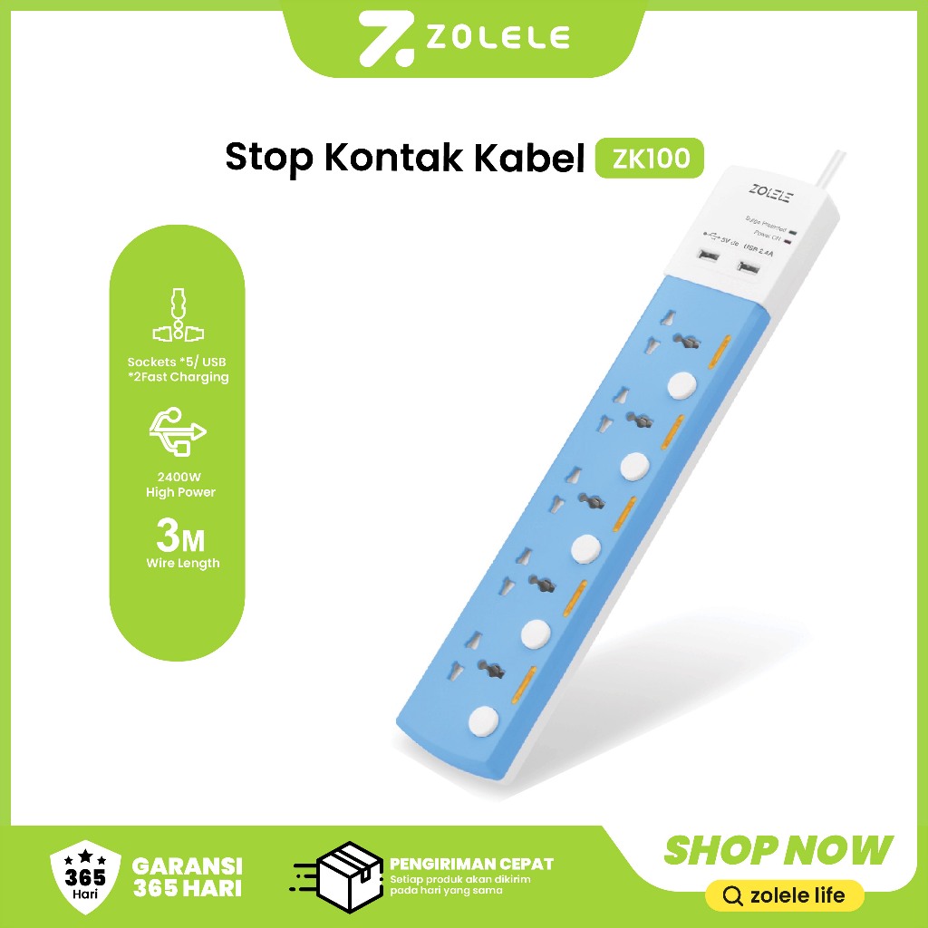 Zolele Cable Socket 5 Power Socket 2 USB Charger Electric Plug Hole ...