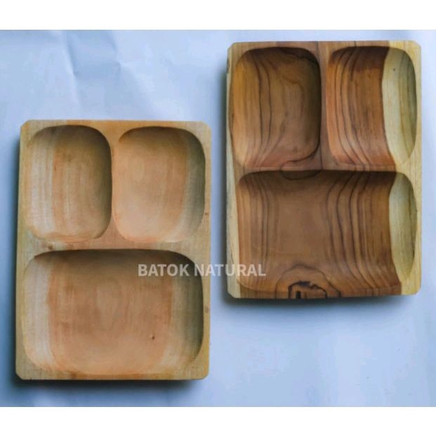 KAYU Teak Wood & Mahogany Triple Bulkhead Box Dinner Plate | Shopee ...