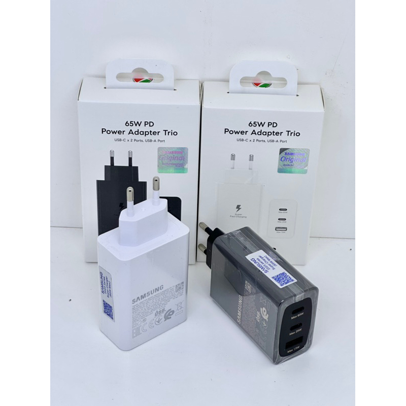 Power Adapter Samsung Trio 65W 3in1 Plug PD 2USB Plug 1USB Ori Shell ...