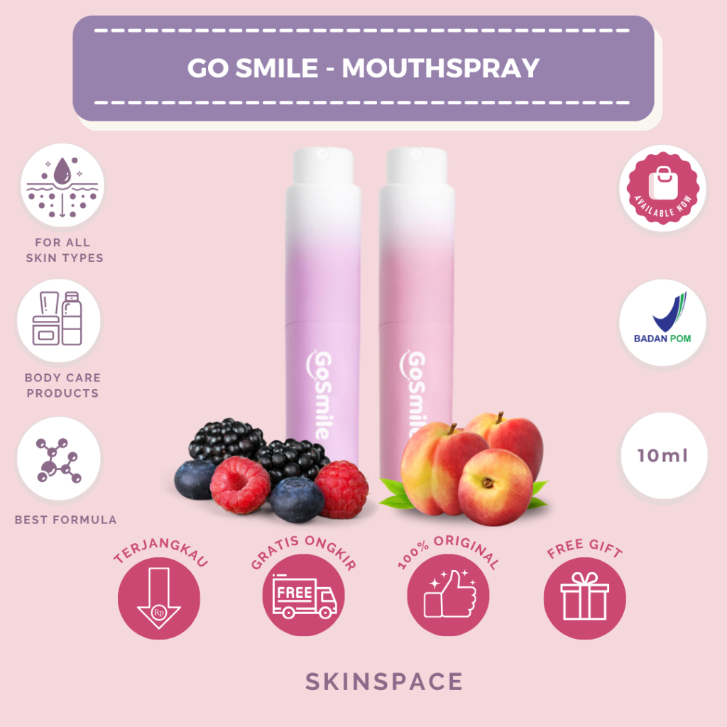 GO SMILE Mouthspray Mix Berries dan Mouthspray Peach / Mouth Spray ...