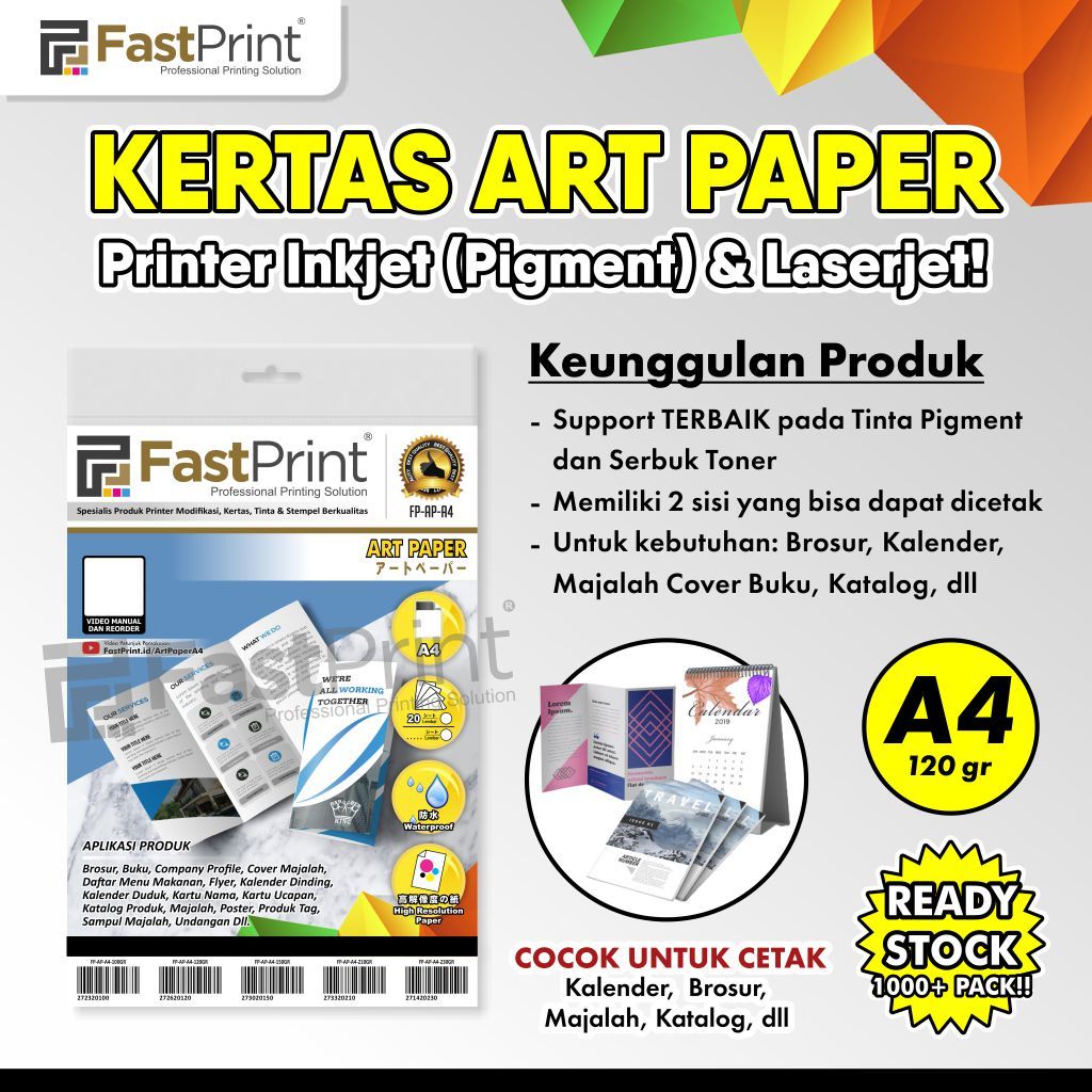 Fast Print Paper Art Paper Glossy Brochure Paper A4 120 Grams | Shopee ...