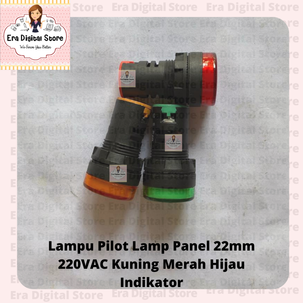HIJAU MERAH Pilot Lamp Panel Lamp 22mm 220VAC Yellow Red Green ...