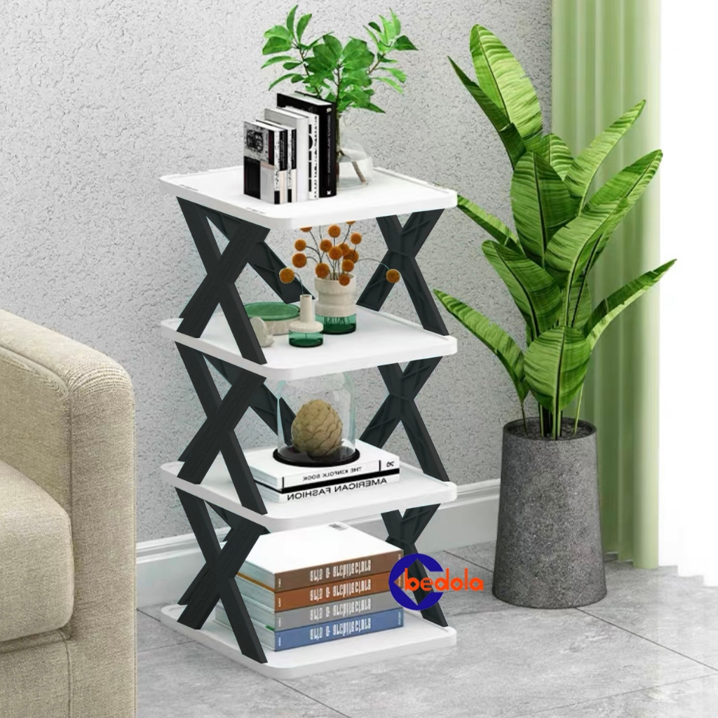 Bedola multi-purpose shoe rack for stacking shoes X 4 tier plastic ...