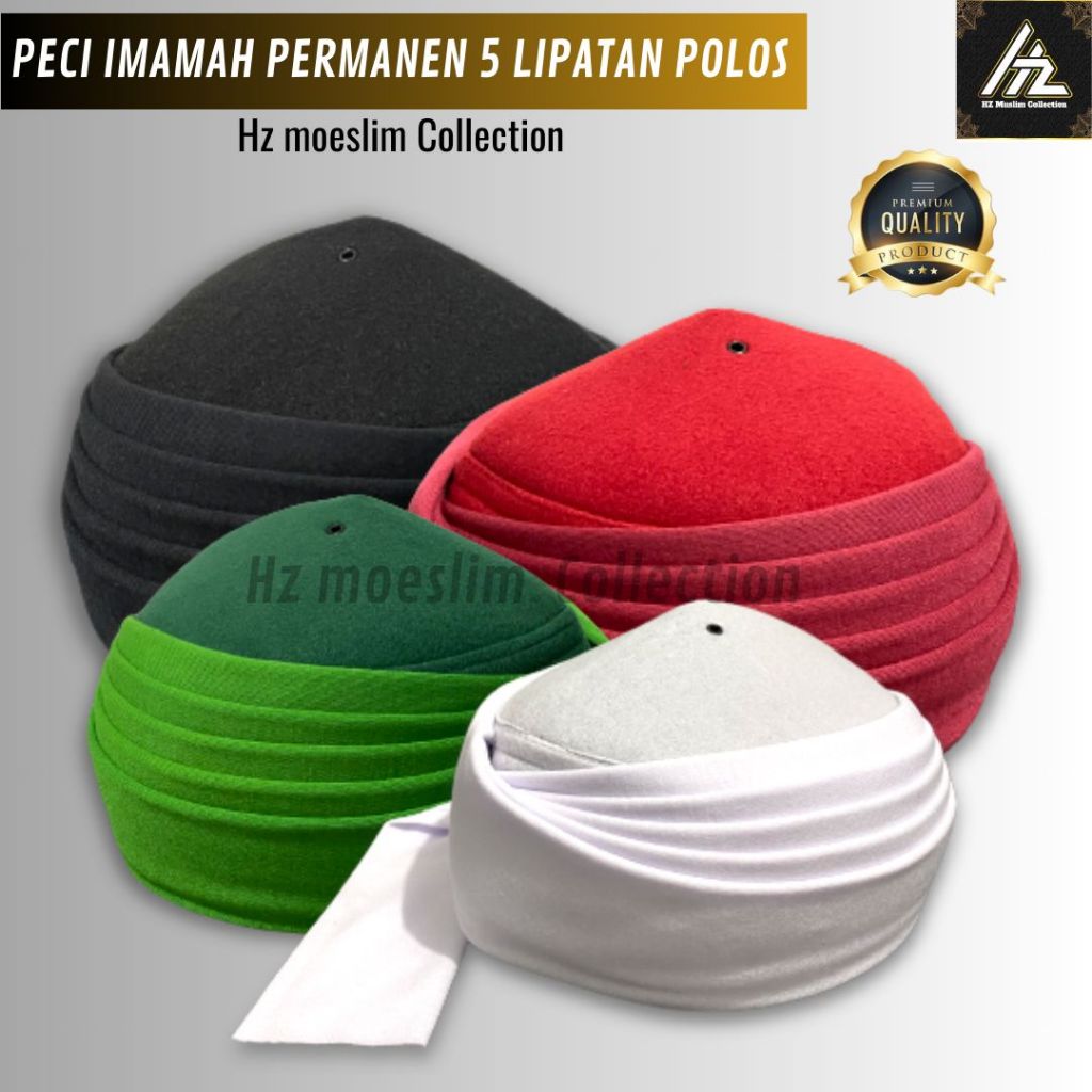 Instant Permanent Imamah Peci Adults & Children 5 Plain Folds Directly ...