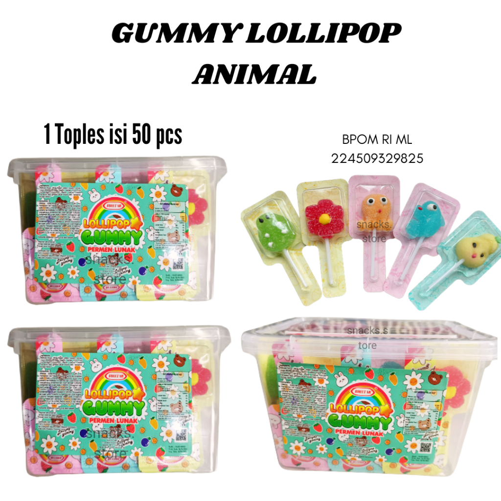 [Jar] Gummy LOLLIPOP ANIMAL Candy 1 Jar Contains 50 pcs | Shopee Malaysia