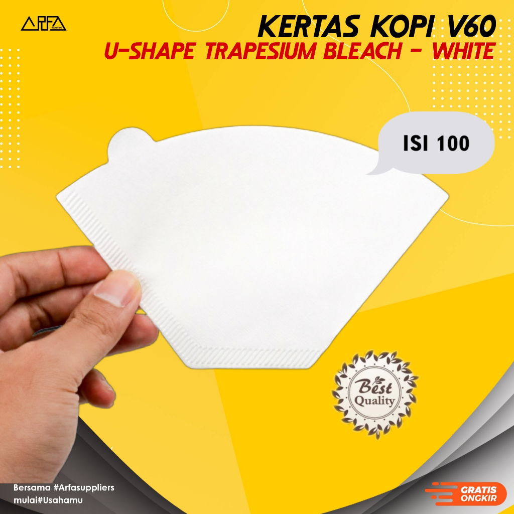 PUTIH Paper Filter Drip Coffee V60 White Flat Bottom/ U-Shape ...