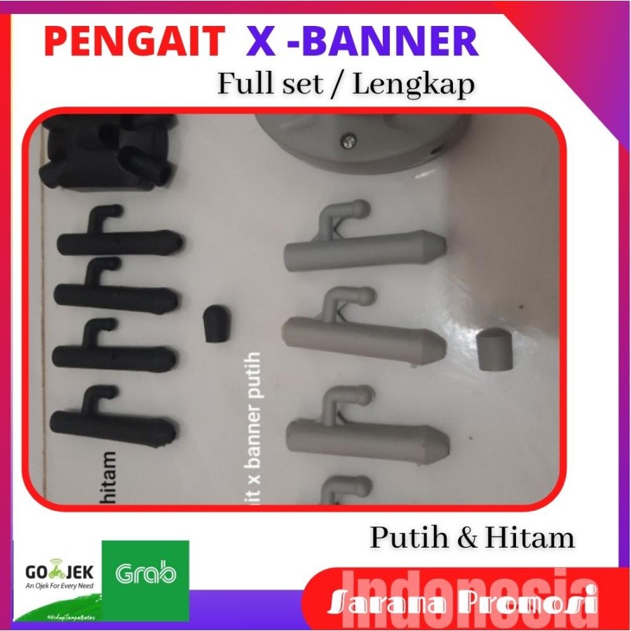 PUTIH HITAM Hook x banner One set Without Pole/x banner Black And White ...